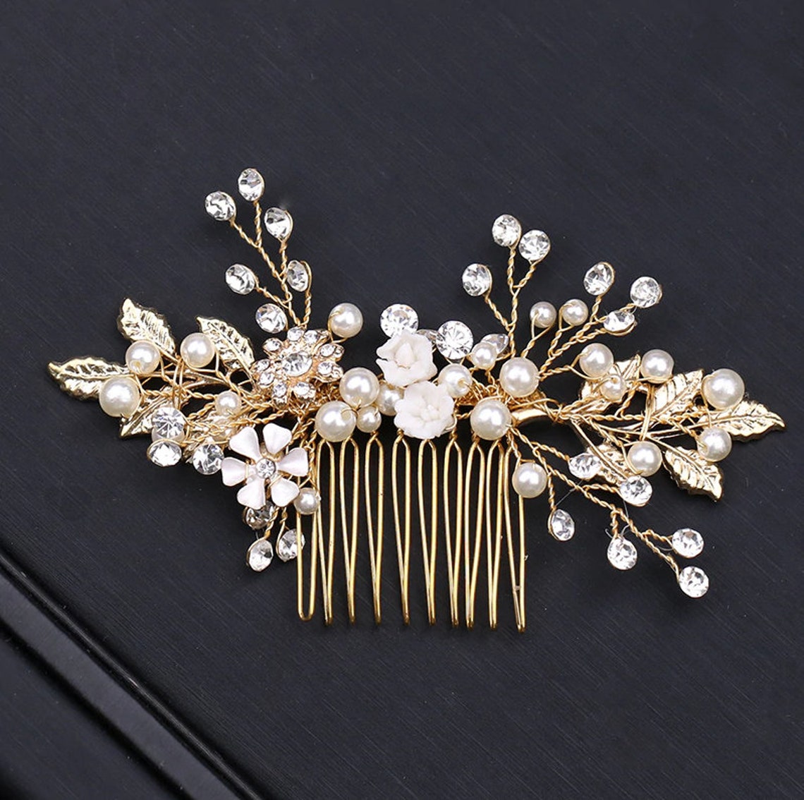Haarkamm Braut Haarschmuck gold Haarschmuck Hochzeit - Etsy
