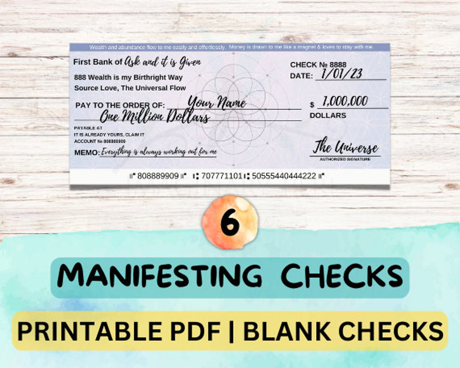 Vision Board Printables, Manifestation Check, Vision Board Checks ...