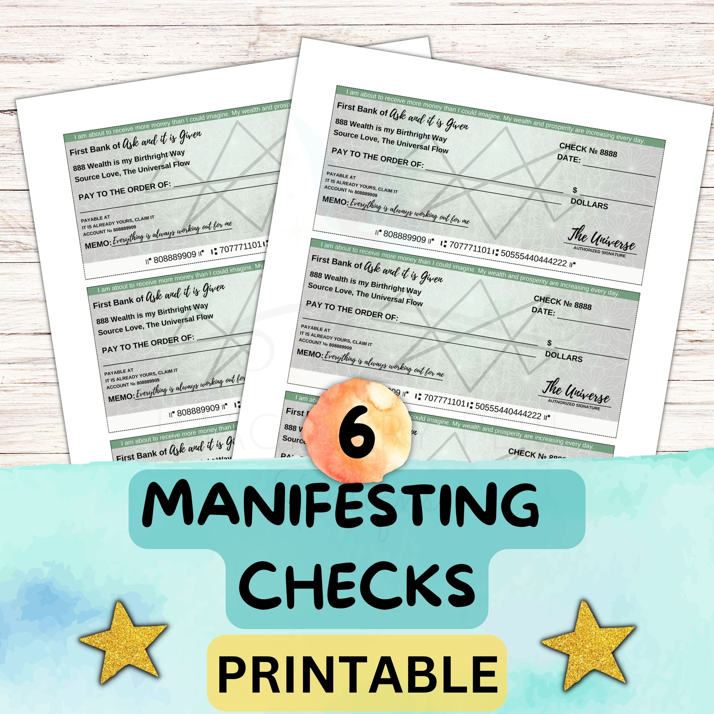 Vision Board Printables Reiki Midas Manifestation Check - Etsy