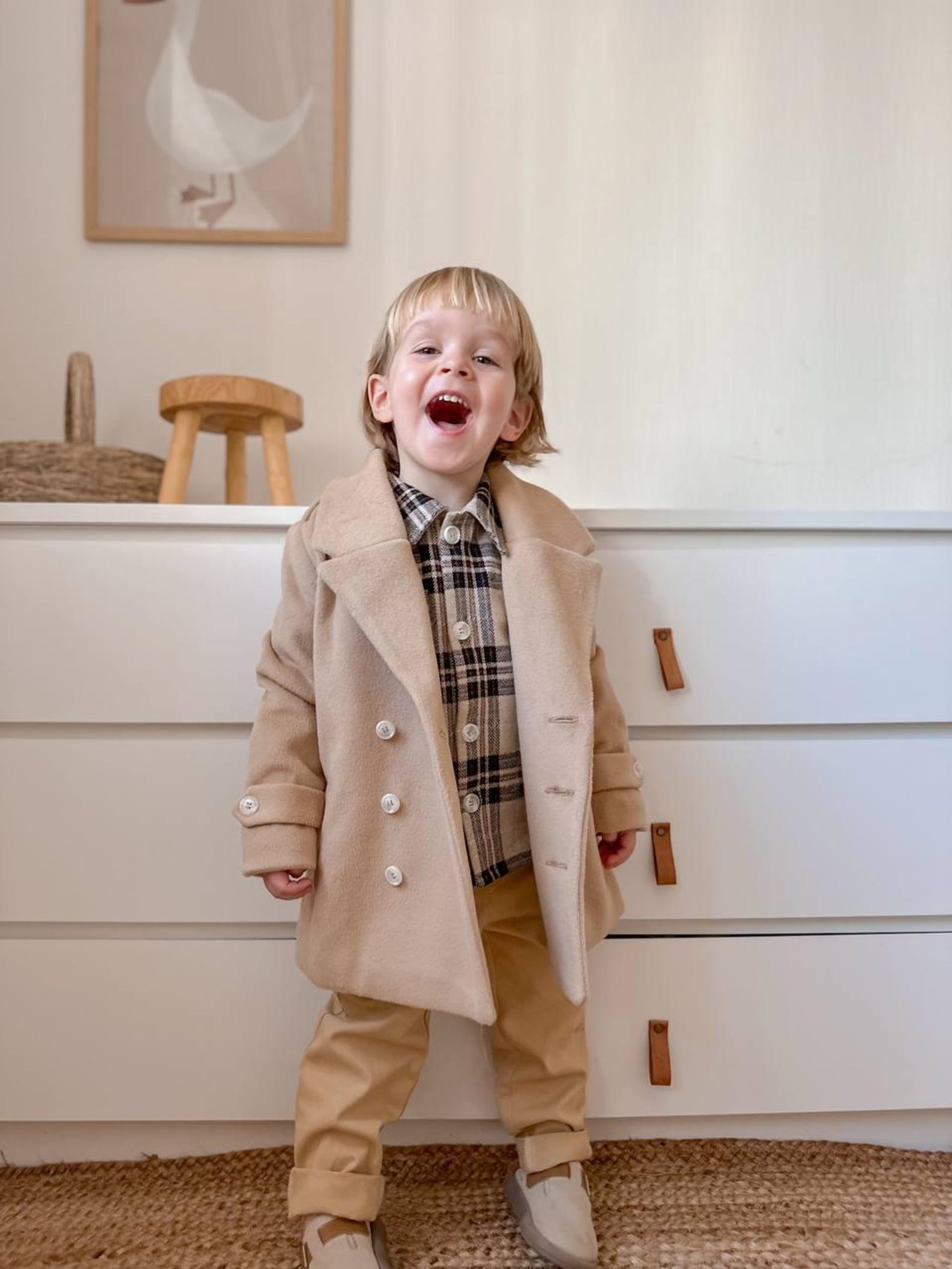 Boiled Wool Boys Pea Coat: Vintage Double-breasted Spring Jacket - Etsy