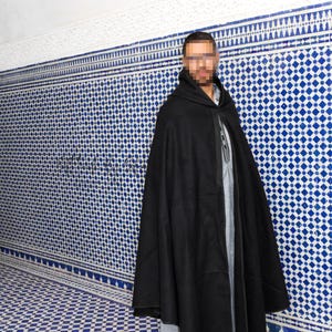 Hooded Winter Cloak With Hood ,black Selham, Cape Men,burnous - Etsy