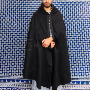 Hooded Winter Cloak With Hood ,black Selham, Cape Men,burnous - Etsy