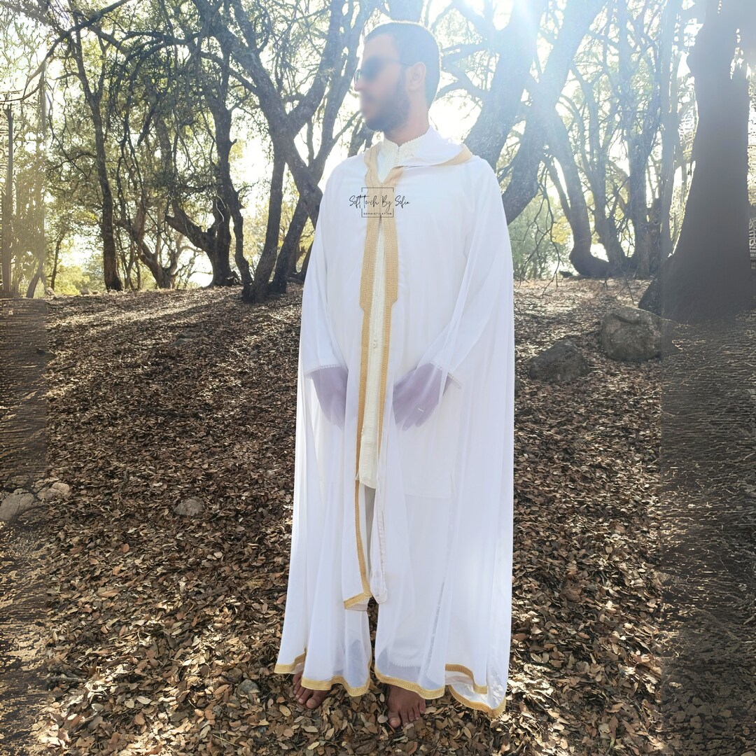White and Gold Hooded Cloak ,selham ,moroccan Burnous - Etsy