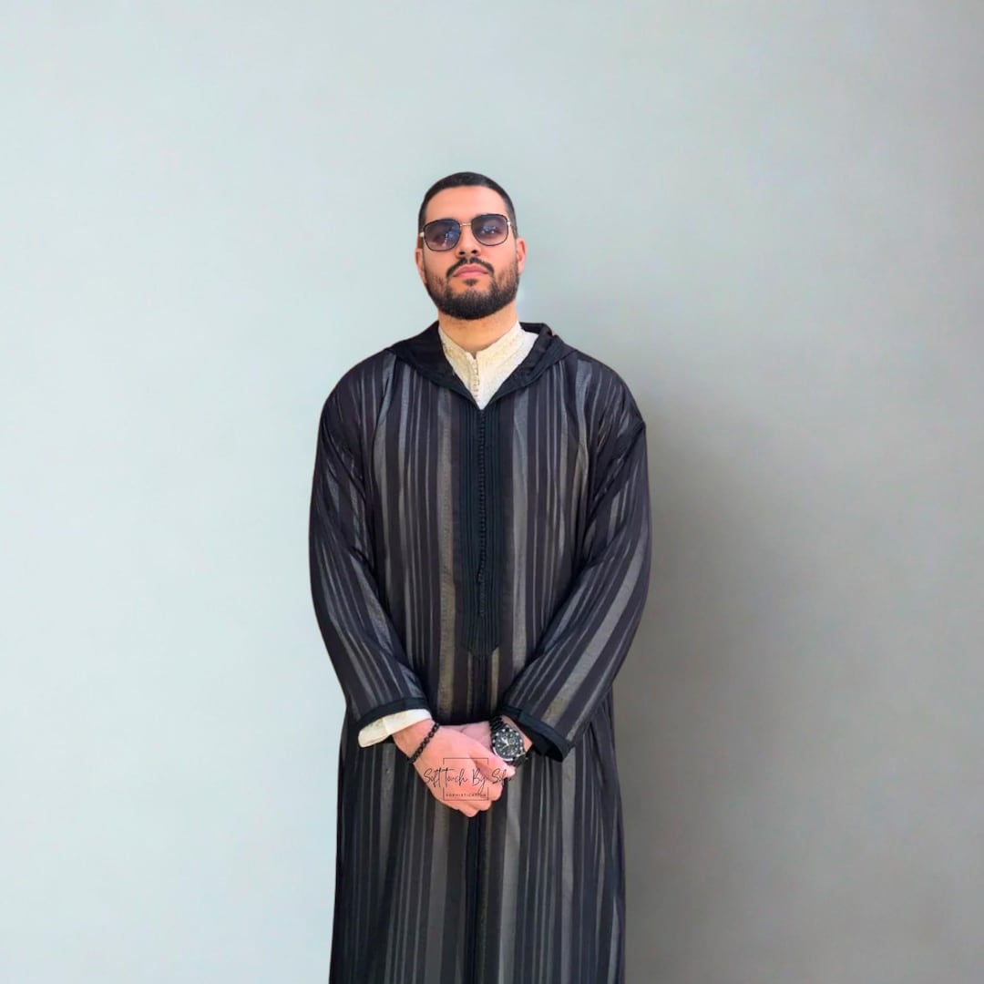 Black Hooded Moroccan Thobe,transparent Djellaba With Hood - Etsy