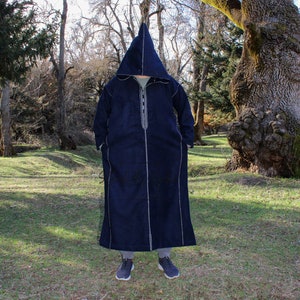 Winter Moroccan Thobe, Wool Djellaba , Hooded Thawb-navy BLUE - Etsy