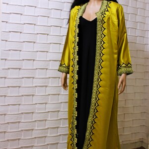 Embroidered and Beaded Front Open Kaftan Dress ,vintage Moroccan Kaftan ...