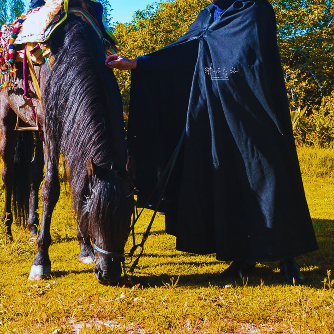 Black Cloak With Hood, Selham,moroccan Burnous ,winter Cape Men - Etsy