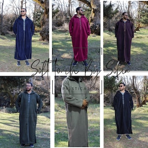 Winter Moroccan Thobe, Wool Djellaba , Hooded Thawb-navy BLUE - Etsy