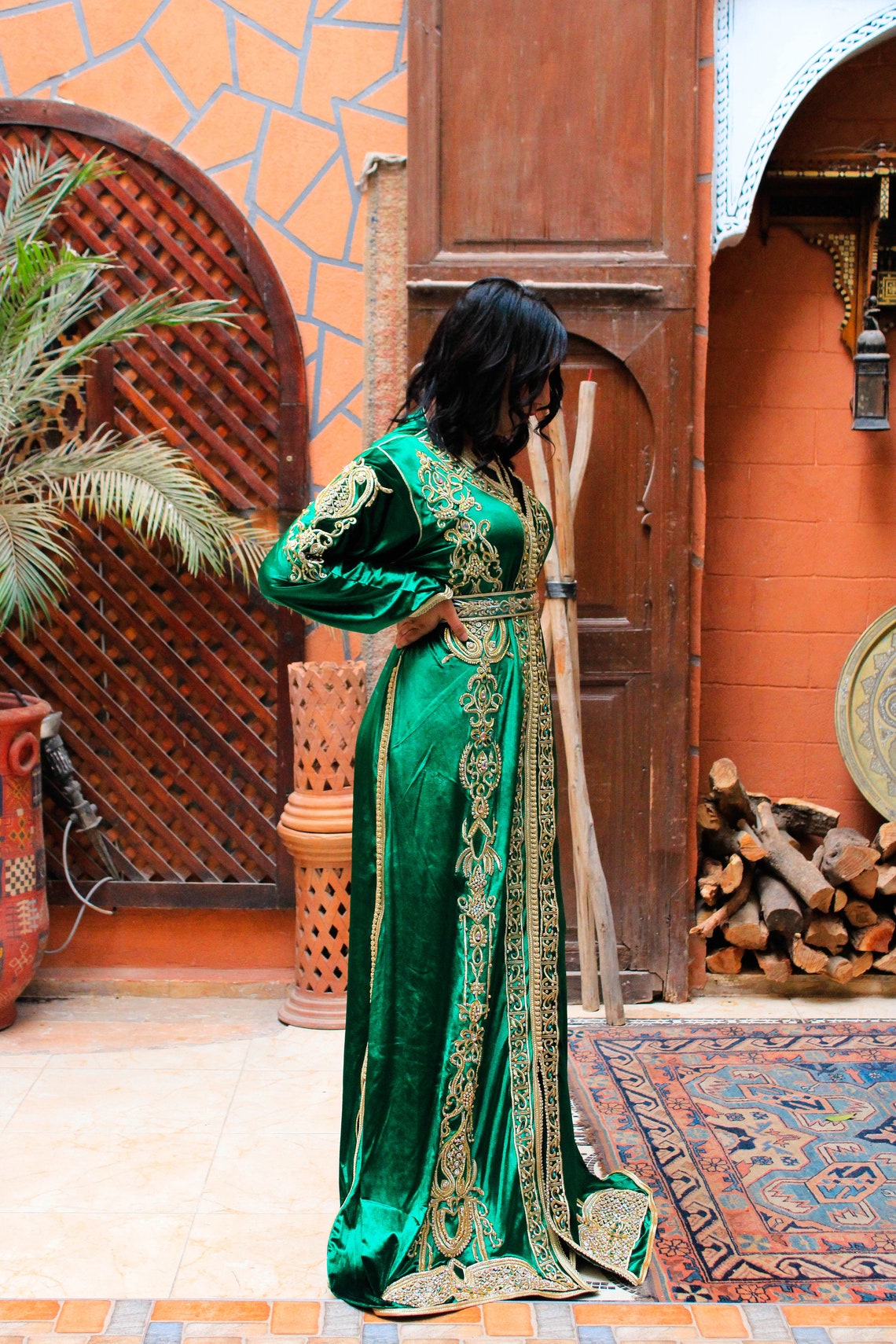 Moroccan Velvet Kaftan embroidered Caftan Dress bridal - Etsy