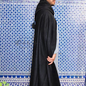 Hooded Winter Cloak , Selham, Black Cloak With Hood ,moroccan Burnous ...