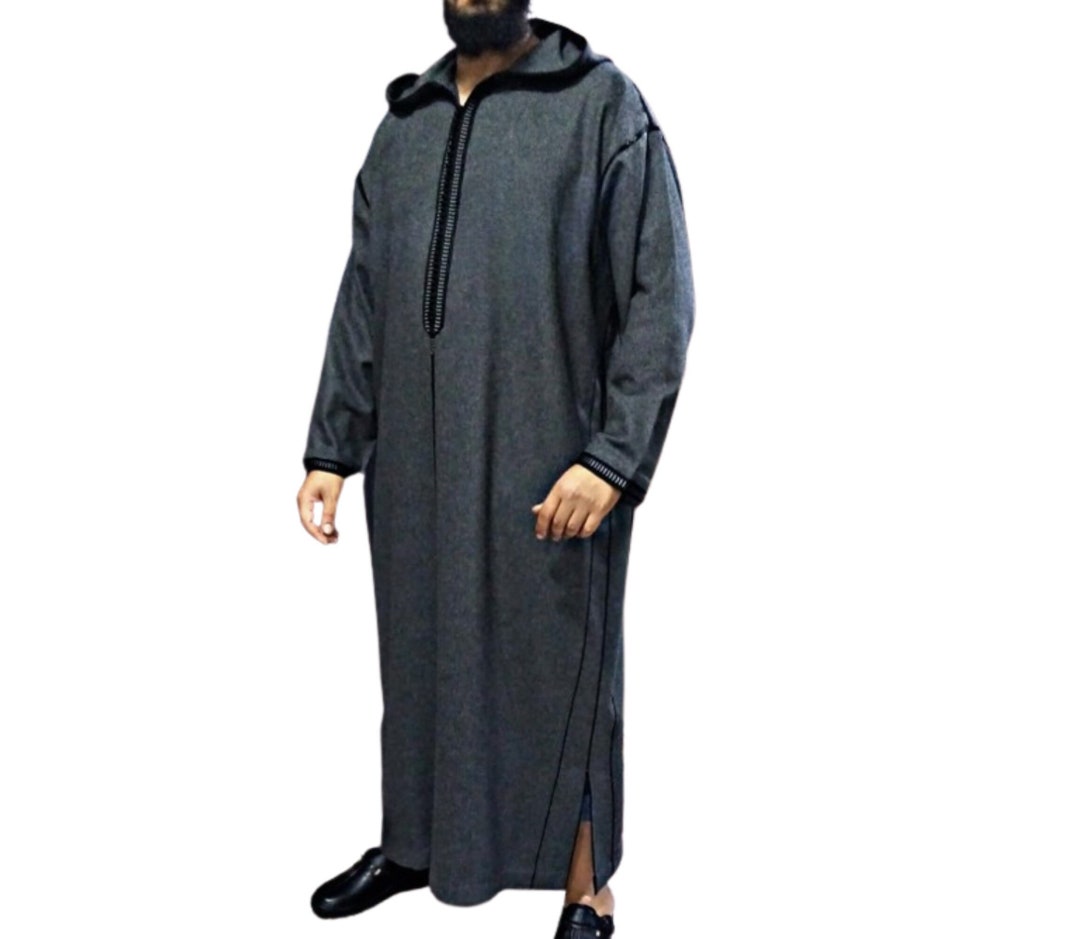 Moroccan Winter Thobe,thick Wool Djellaba ,hooded Coat Men - Etsy