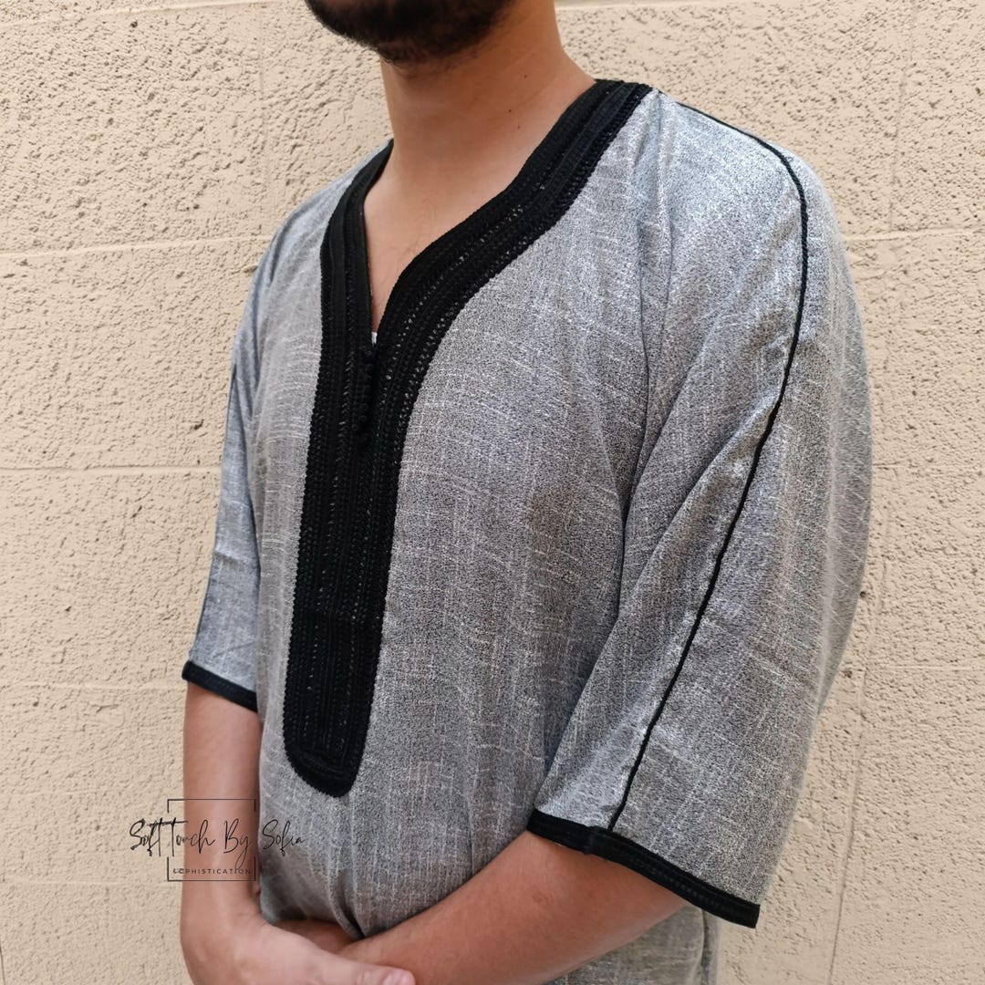 Moroccan Gandoura for Men - Linen Thobe, Traditional Islamic Clothing ...