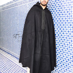 Hooded Winter Cloak , Selham, Black Cloak With Hood ,moroccan Burnous ...