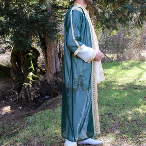 Jabador ,mens Wedding Kaftan, Groom Outfit ,nikkah Thobe -green & Gold ...