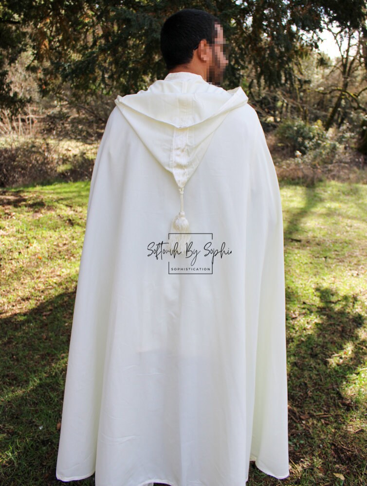 White Linen Hooded Cloak , Pure Linen Cape ,selham, Moroccan Burnous - Etsy