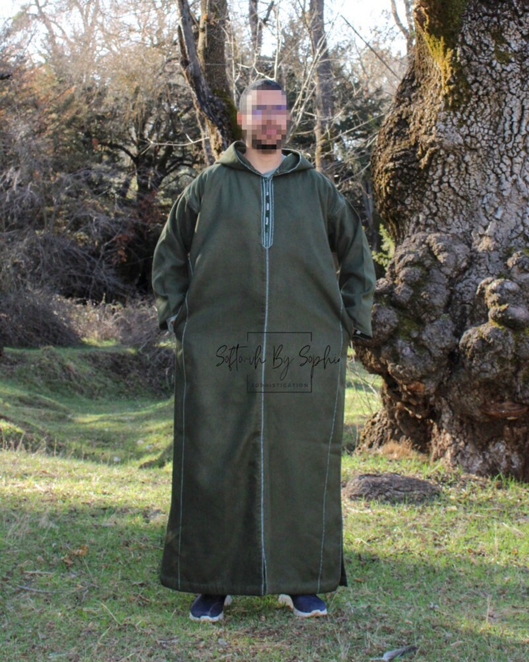 Winter Moroccan Thobe, Wool Djellaba Men , Hooded Thobe-green - Etsy