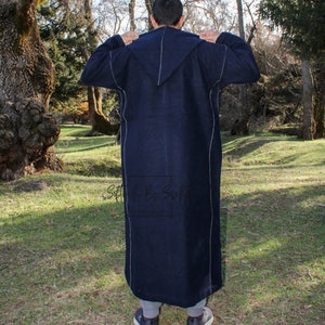 Winter Moroccan Thobe, Wool Djellaba , Hooded Thawb-navy BLUE - Etsy