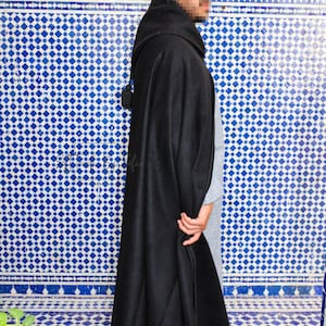 Hooded Winter Cloak With Hood ,black Selham, Cape Men,burnous - Etsy