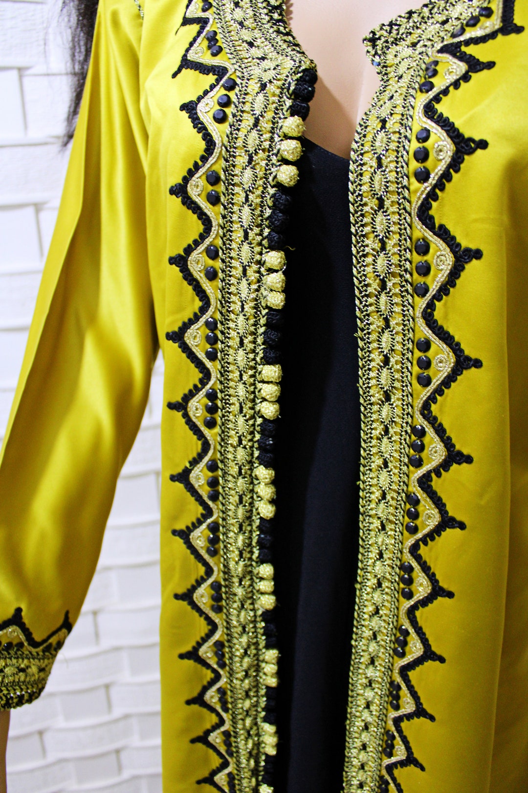 Embroidered and Beaded Front Open Kaftan Dress ,vintage Moroccan Kaftan ...