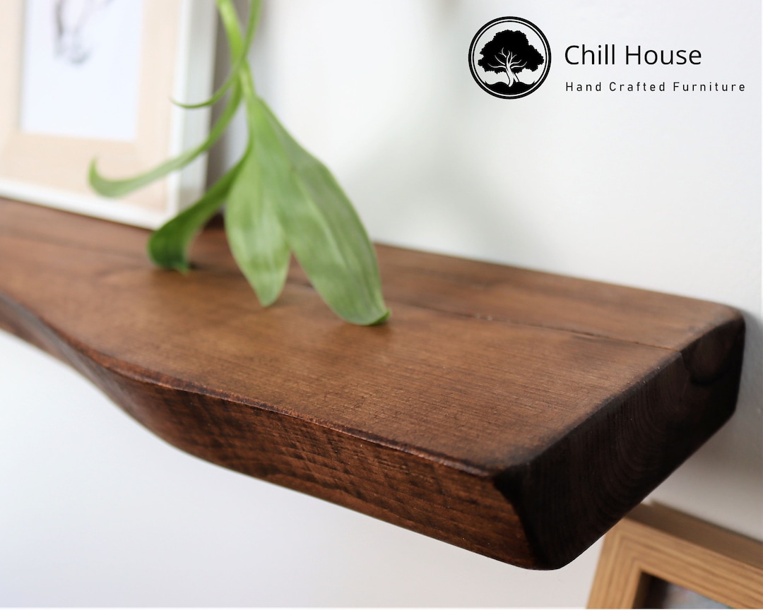 Live Edge Rustic Floating Shelf Made From Solid Wood, Chunky Old Slab ...
