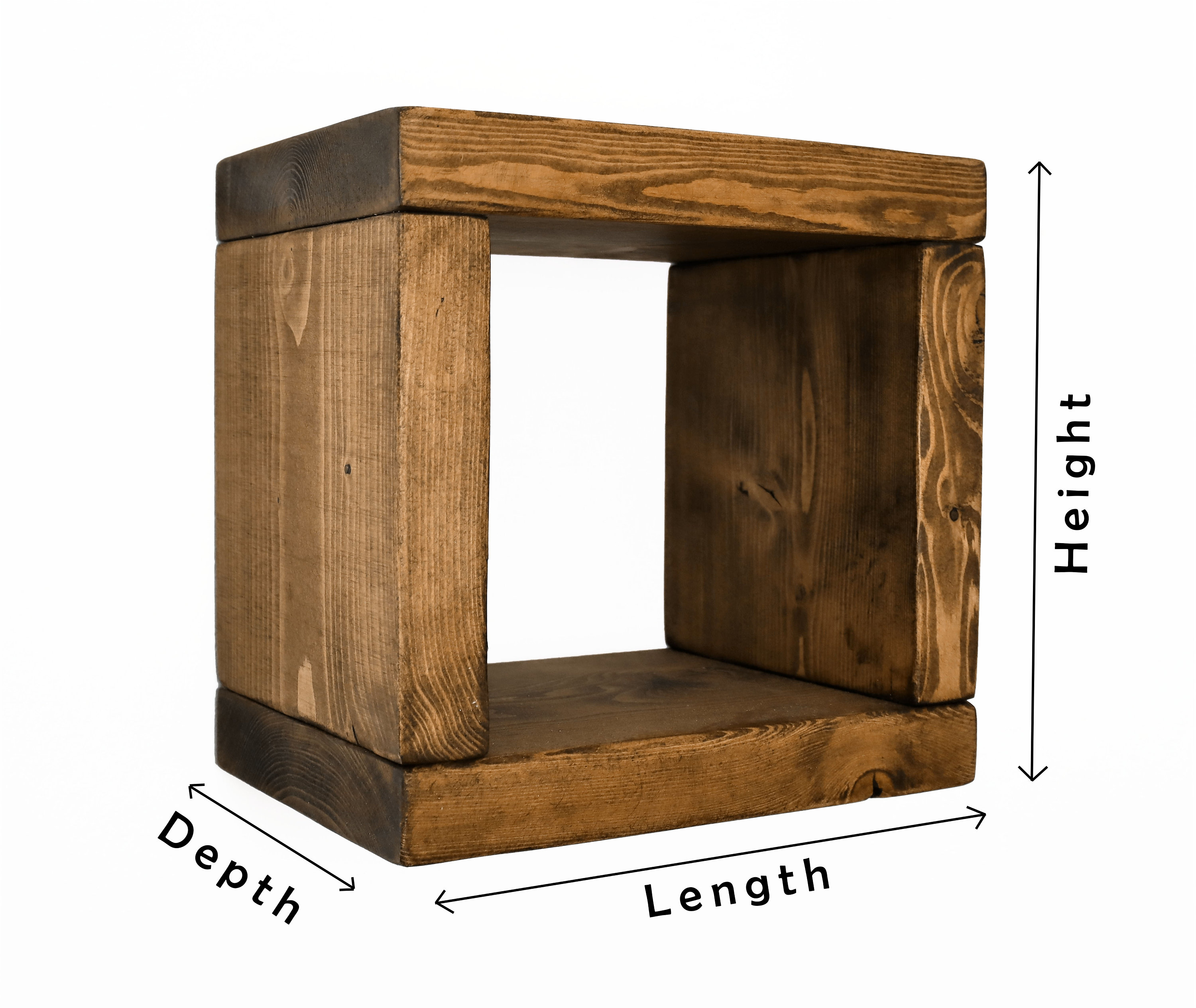 Floating Rustic Wall Cube or Bedside Cabinet Table, Display Unit Wood ...