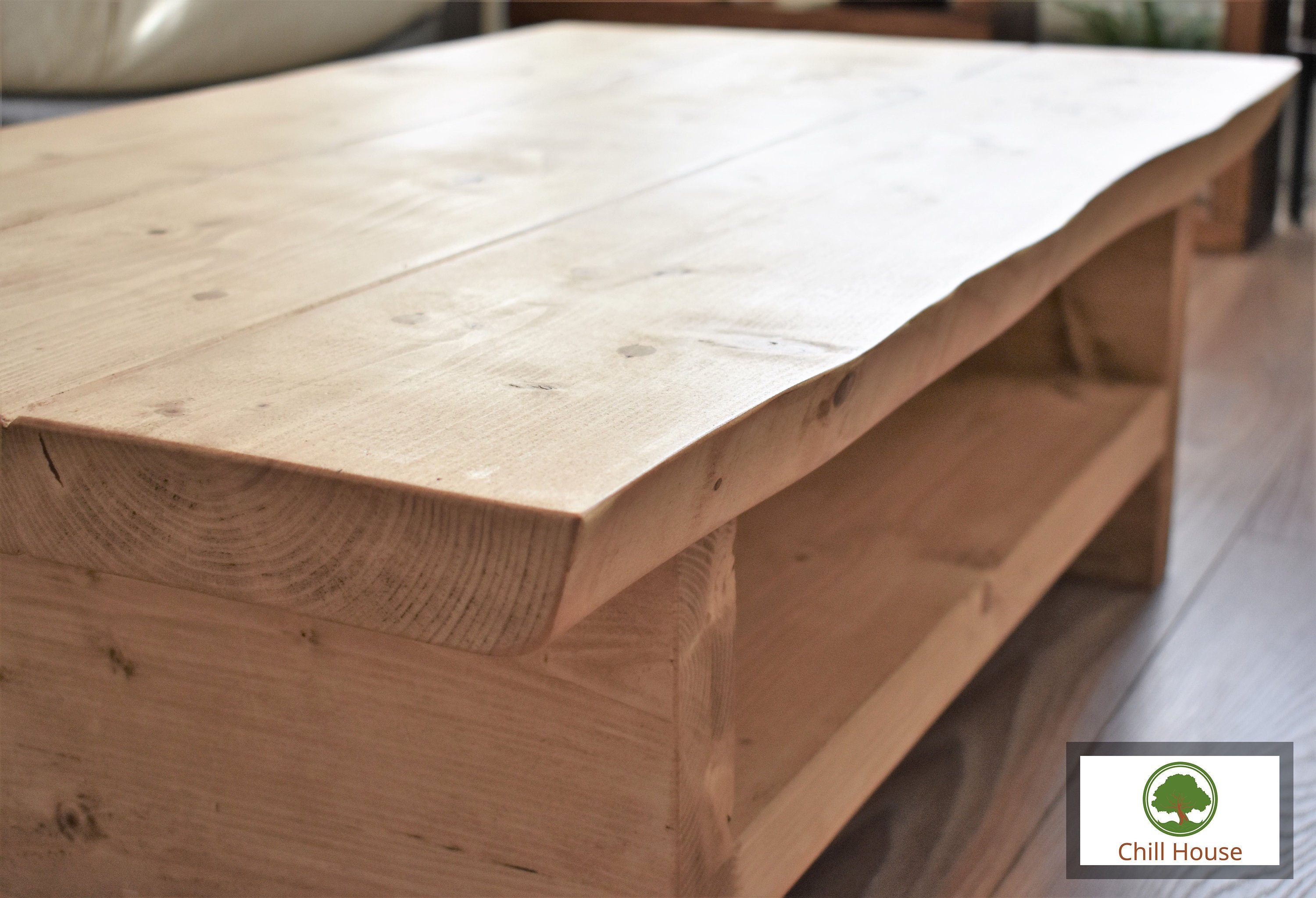 Waney / Live Edge Coffee Table With BOTTOM Shelf Rustic Tudor - Etsy UK