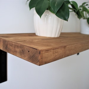 Flat Rustic Industrial Style Shelf Made From Solid Wood With Steel ...