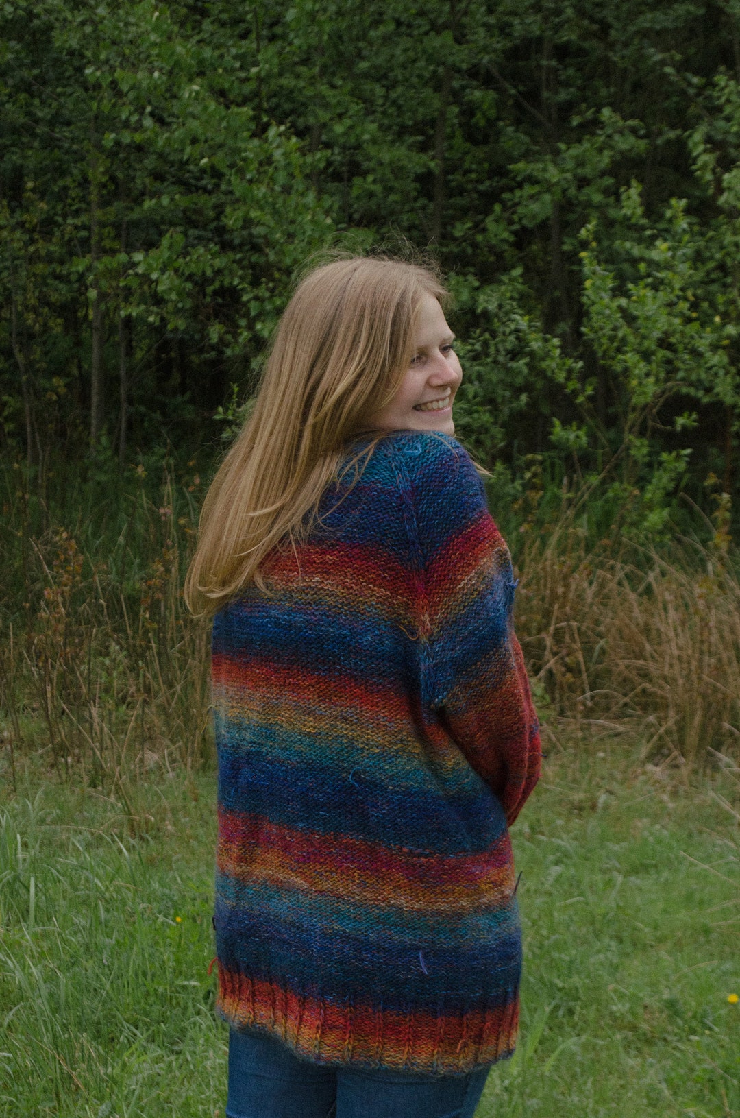Hand Knitted Colourful Sweater- Natural Wool Oversize Sweater ...