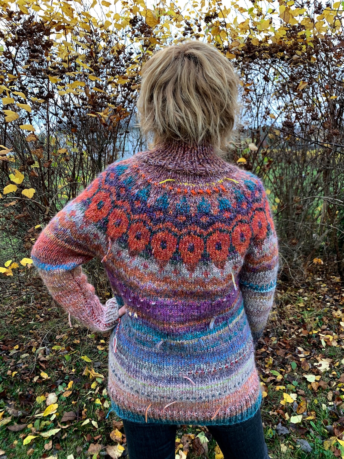 Colorful Fair Isle Sweater Women Icelandic Style Sweater Orange ...
