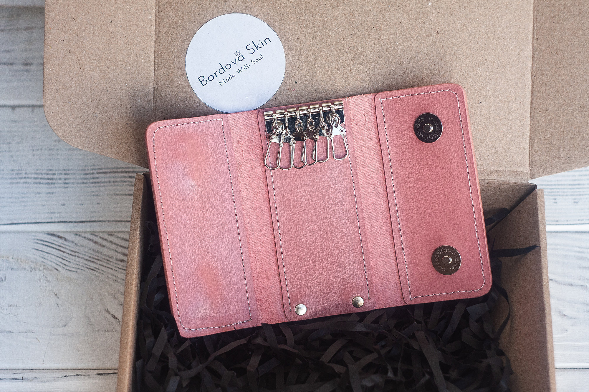 Pink leather key holder Pink leather pink key case Pink | Etsy