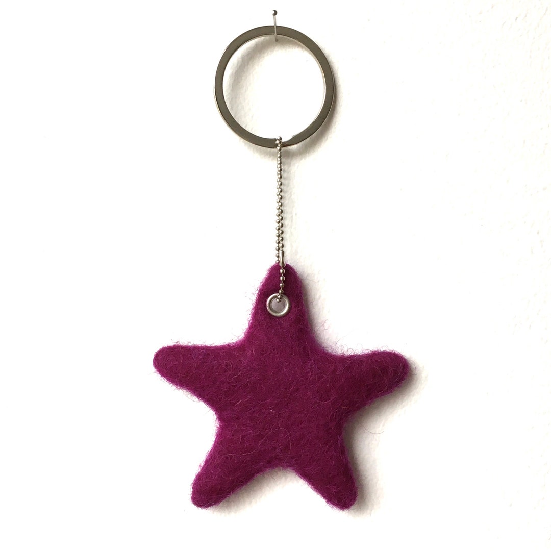 Keychain Star, Color Plum, Hand Felted - Etsy