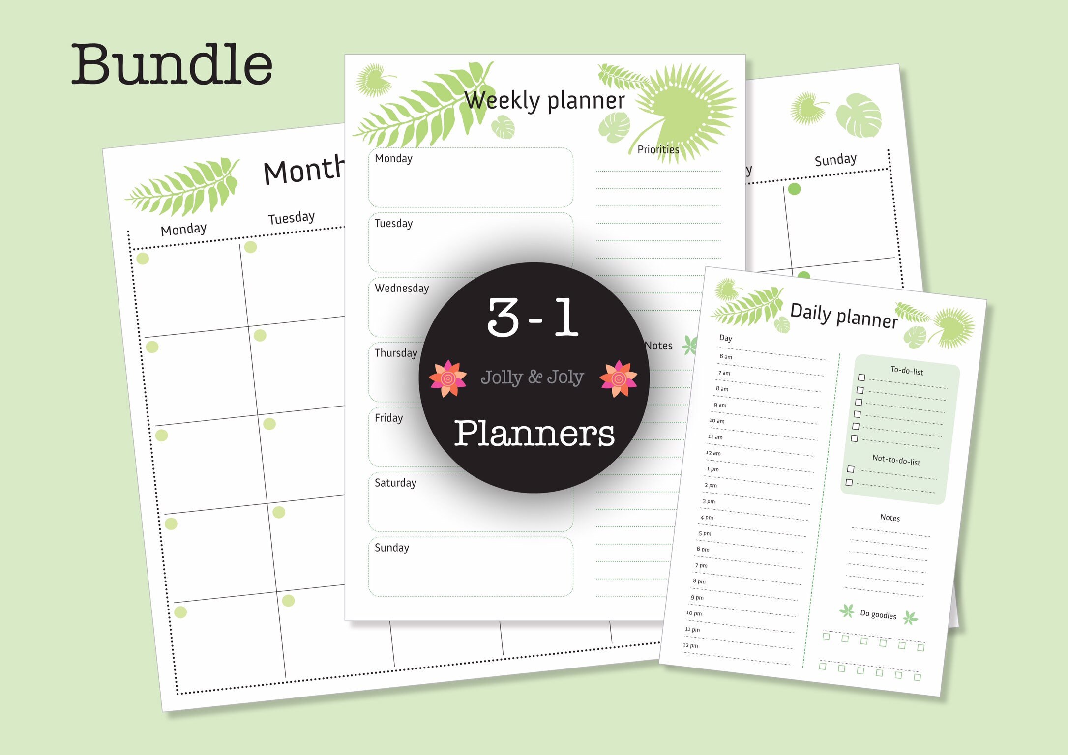 A3 A4 A5 Planner Bundle Botanical Planner Instant Download - Etsy