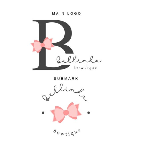 Hair Bow Logo Design Premade Bow Logo Pink Bow Logo Cute - Etsy