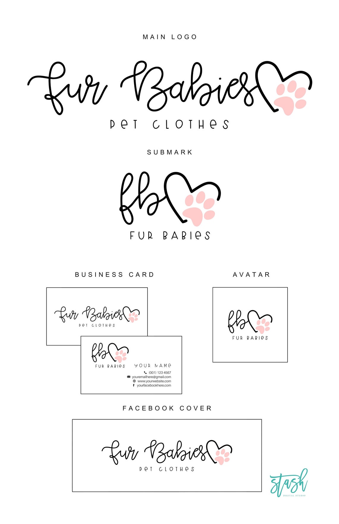 Paw Logo Design Dog Logo Design Pet Logo Pink Paw Logo - Etsy