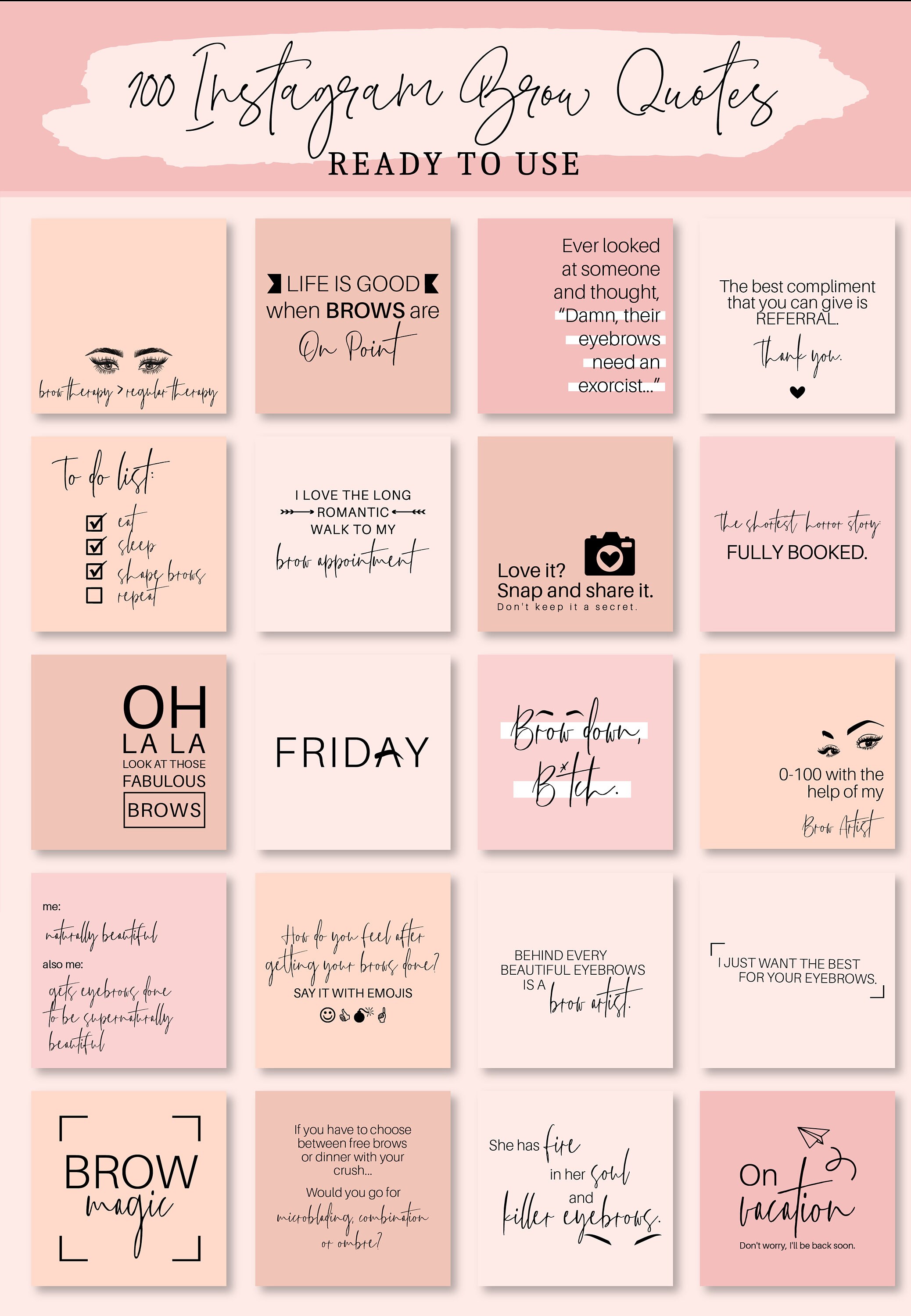 Brow Instagram Post Eyebrow Posts Brow Quotes Eyebrow | Etsy