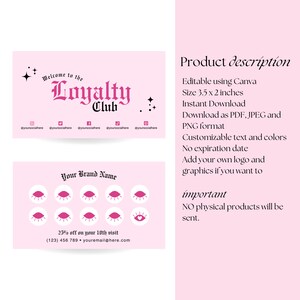 Loyalty Card Template for Lash Tech - Pink Retro Loyalty Card - Loyalty ...