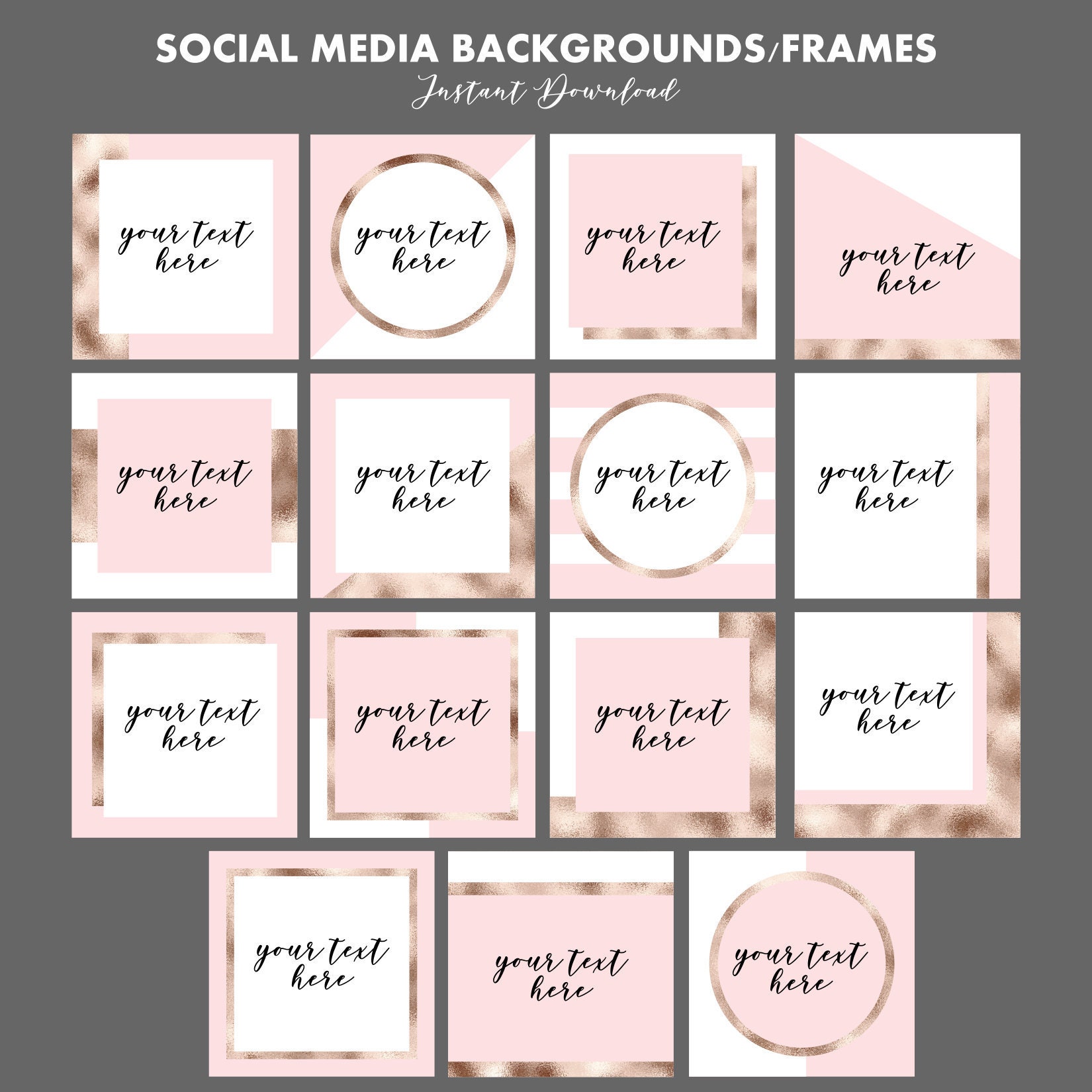 Pink and Gold Social Media Posts Instagram Backgrounds - Etsy