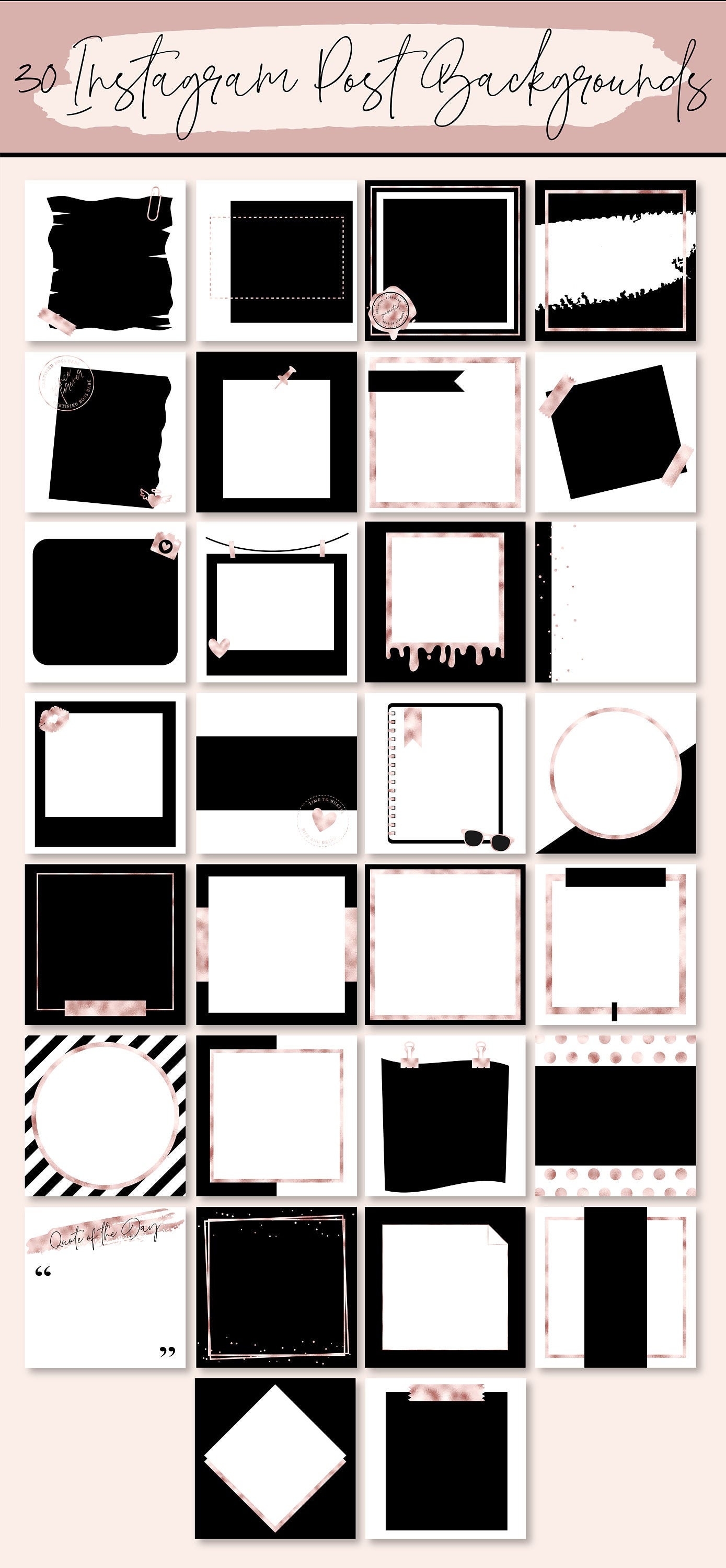 Black and Rose Gold Social Media Posts Instagram Backgrounds Social ...