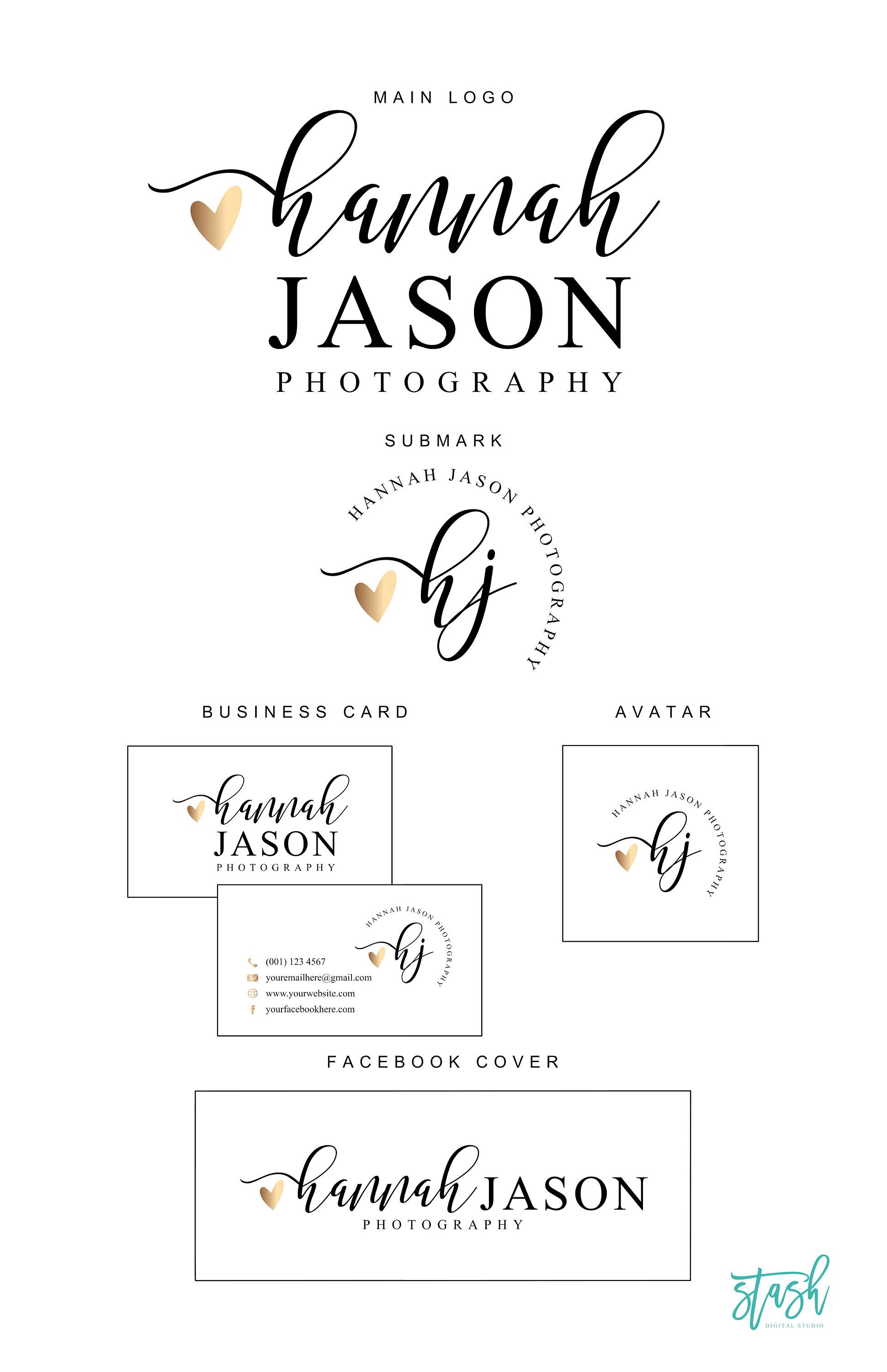 Logotipo gold Heart Logotipo del corazón Diseño de logotipo de corazón ...