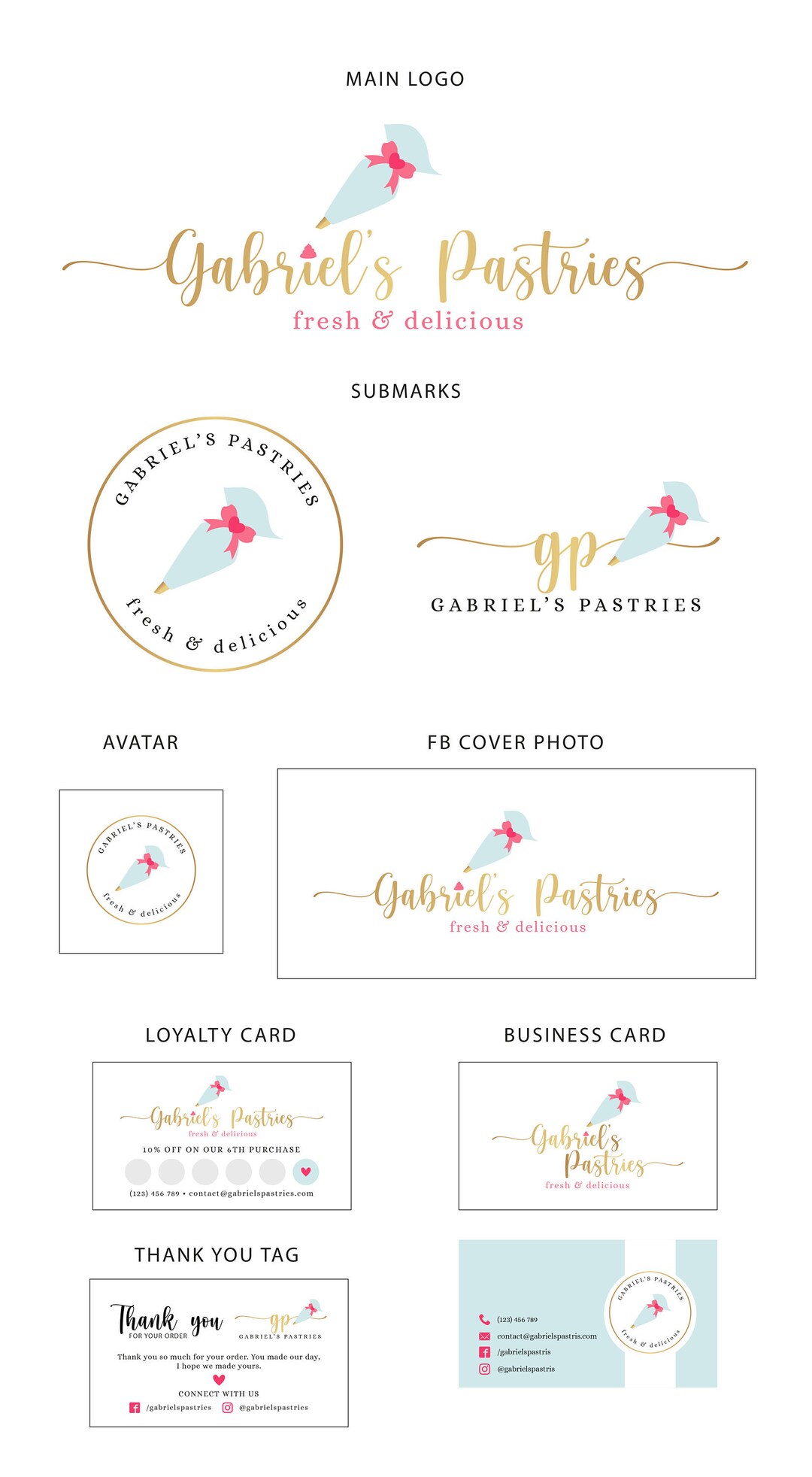 Bakery Logo - Piping Bag Logo - Gold Baking Logo Design - Pastry Bag ...