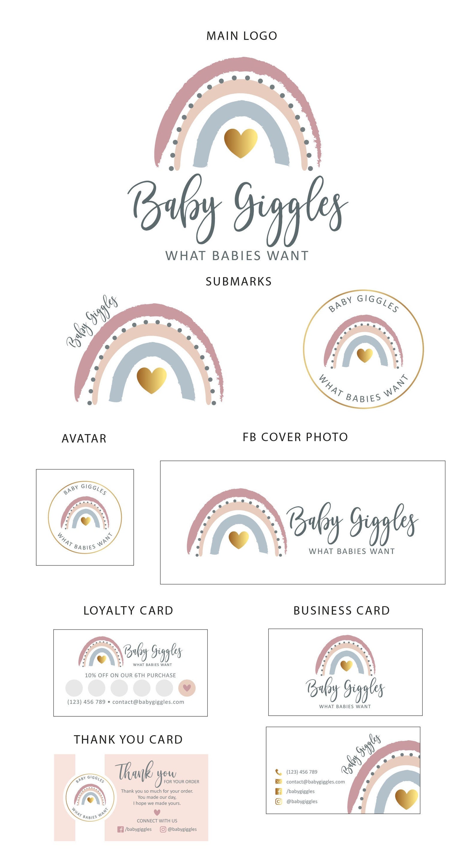 Boho Rainbow Logo Rainbow Logo Baby Boutique Logo | Etsy