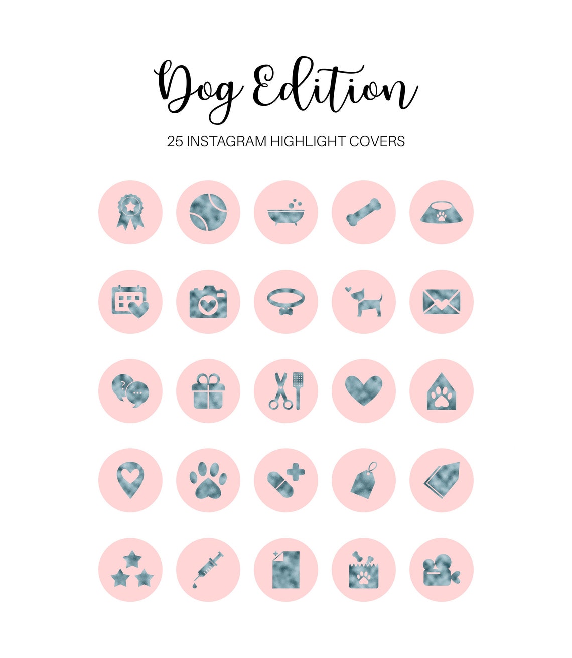 Dog Instagram Story Highlight Covers Teal / Pink Dog | Etsy