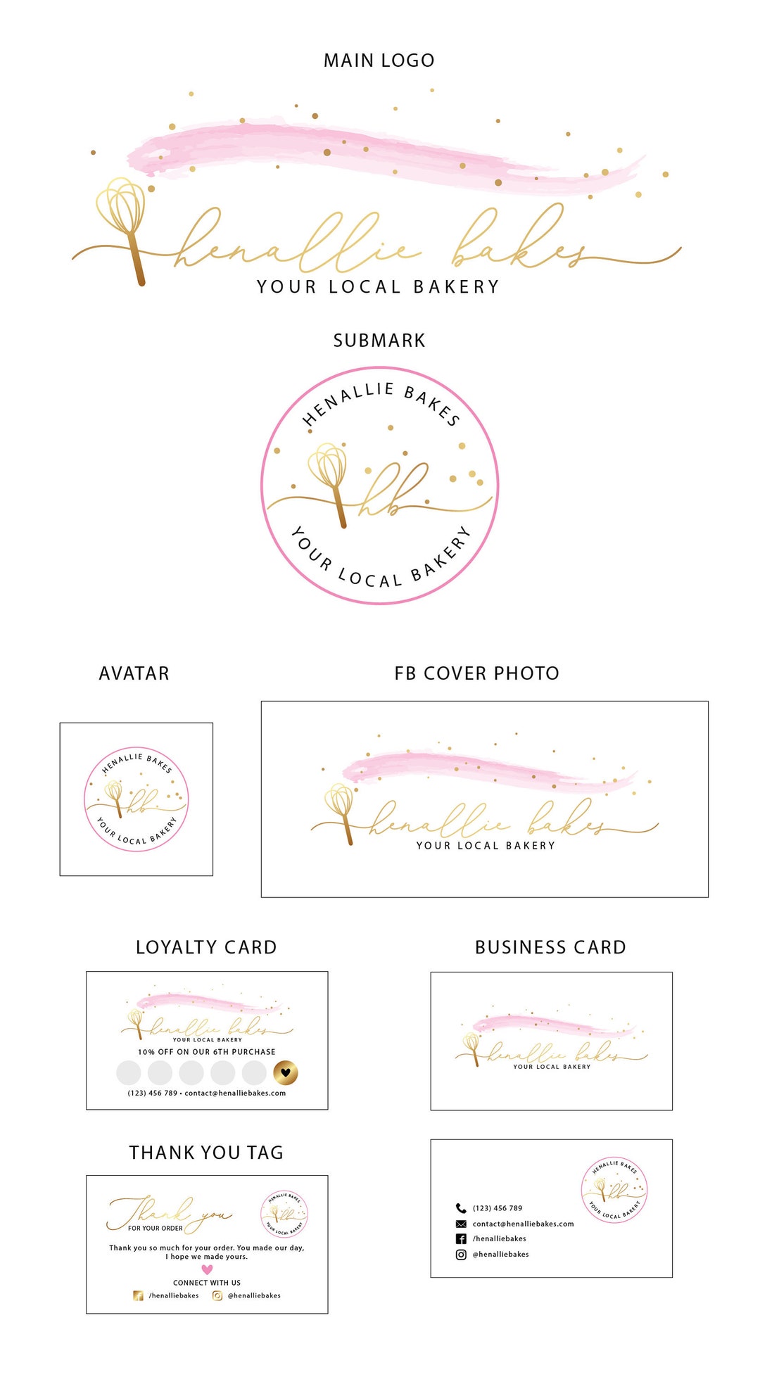 Bakery Logo - Whisk Logo - Rose Gold Baking Logo Design - Bakery Logo ...