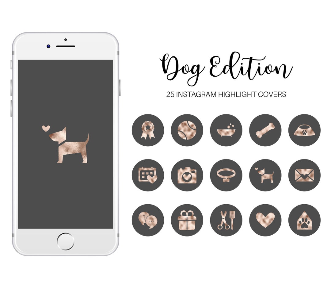 Dog Instagram Story Highlight Covers - Gold Dog Highlight Icons - Etsy