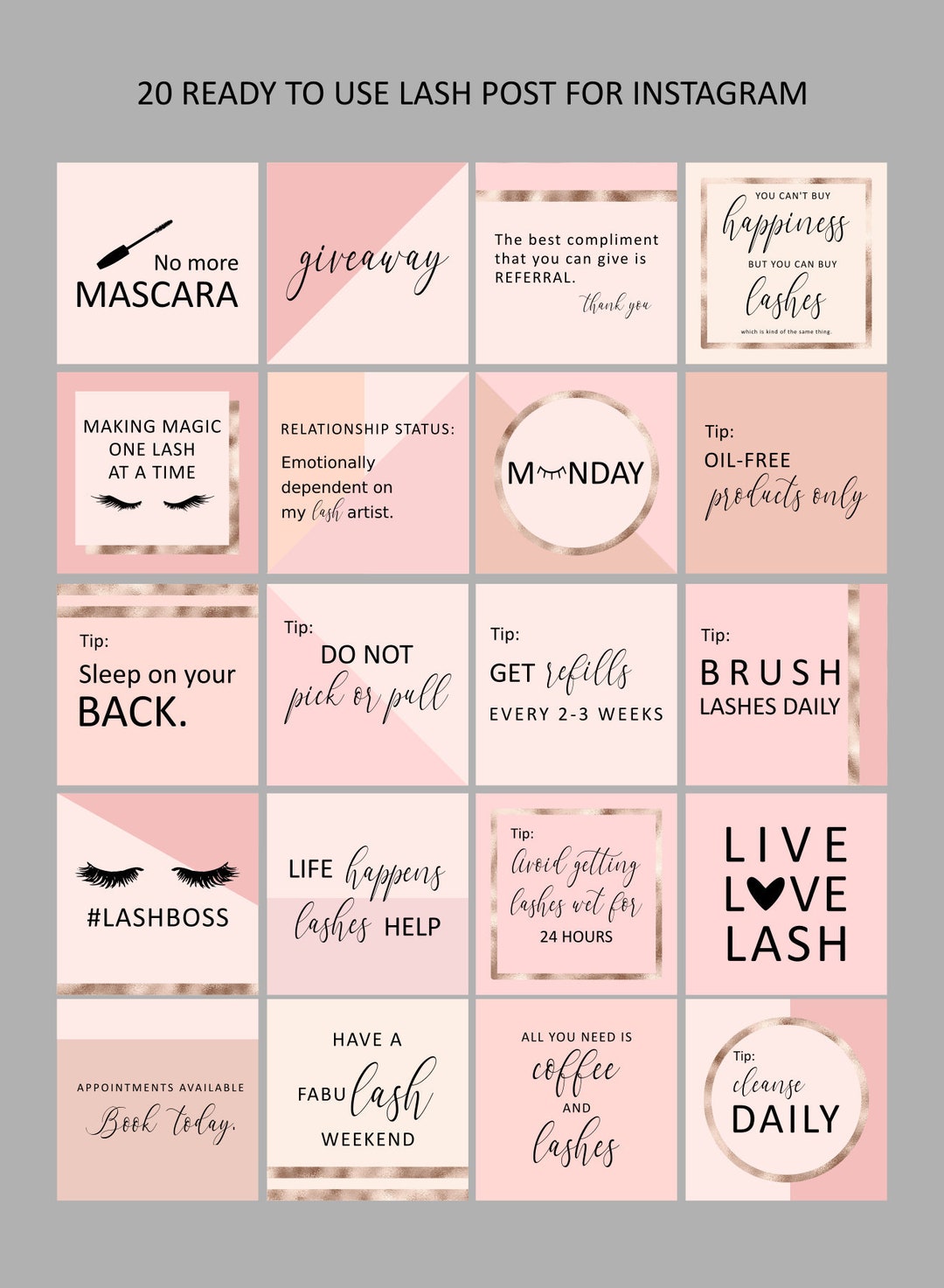 Lash Artist Instagram Posts - Lash Extension Instagram Posts, Pink and ...