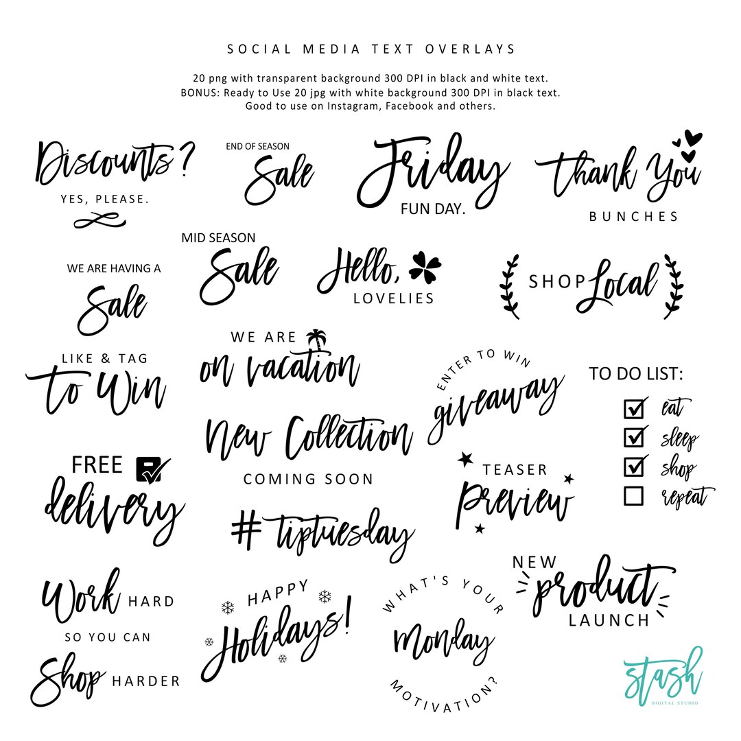 Social Media Text Overlays - Instagram Templates - Instagram Marketing ...