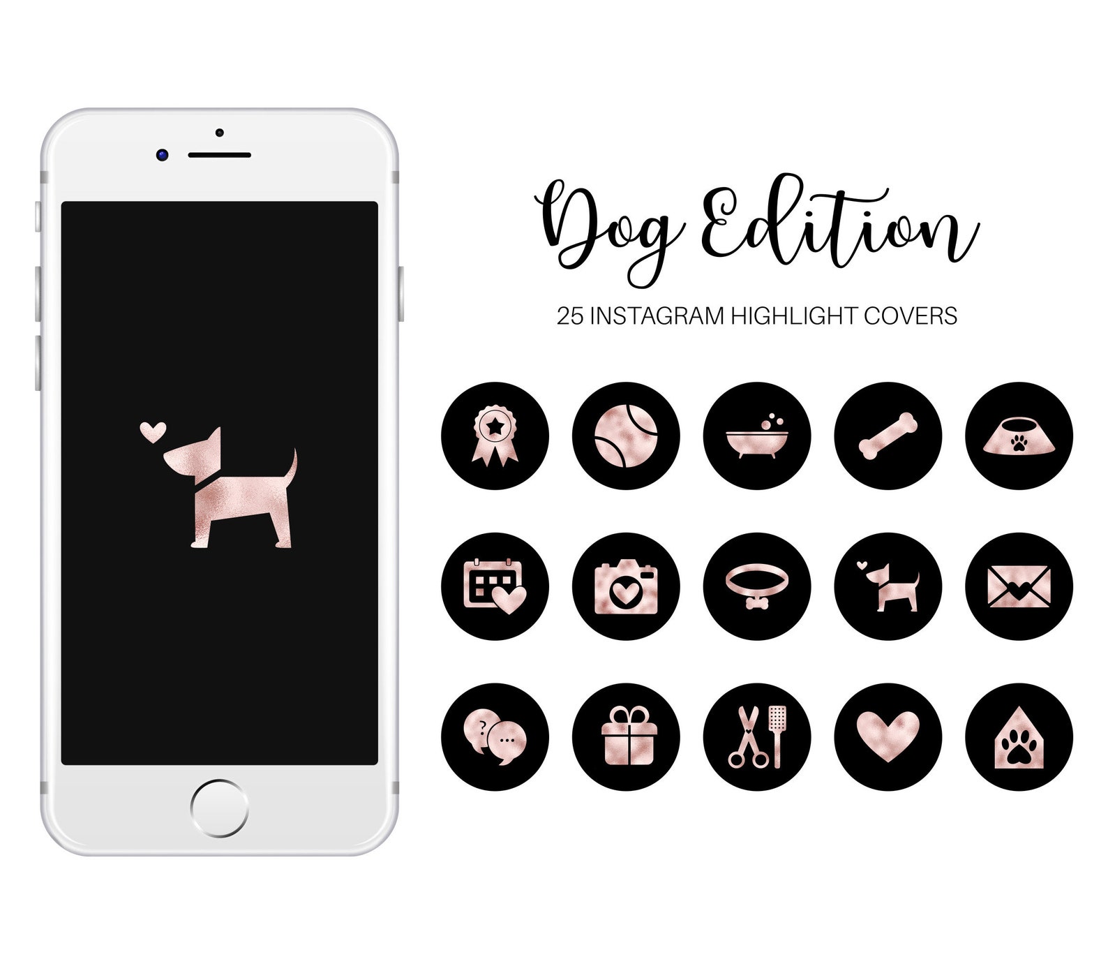 Dog Instagram Story Highlight Covers Rose Gold Dog Highlight - Etsy