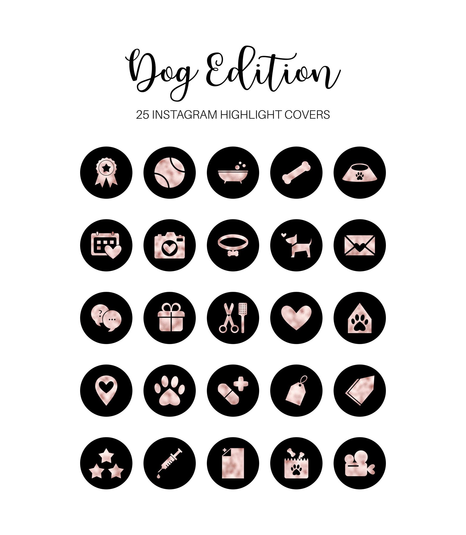 Dog Instagram Story Highlight Covers Rose Gold Dog Highlight - Etsy