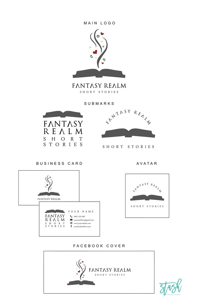 Book Logo Fantasy Book Logo Writer Logo Author Logo | Etsy