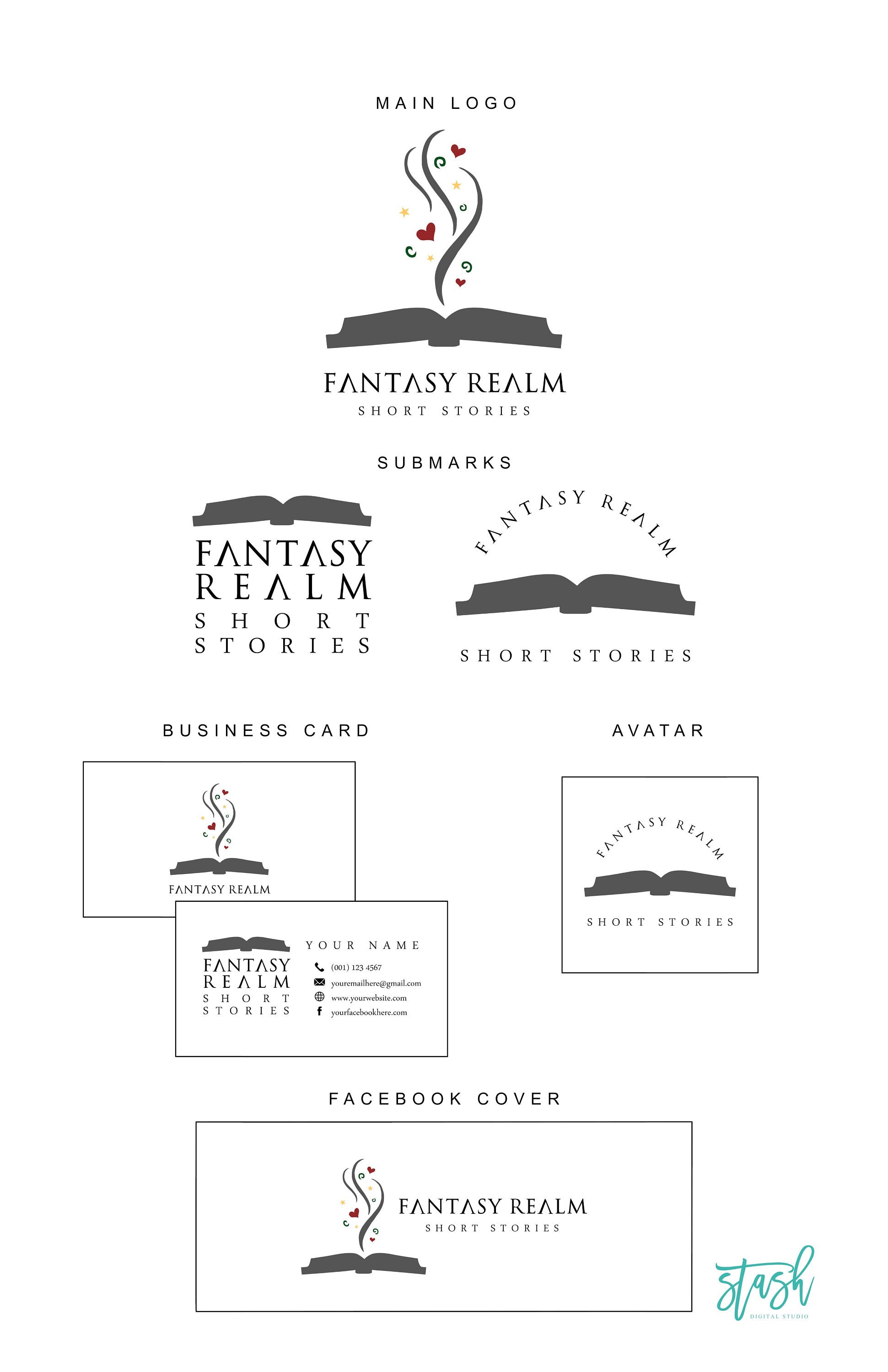 Book Logo Fantasy Book Logo Writer Logo Author Logo Book Club Logo - Etsy